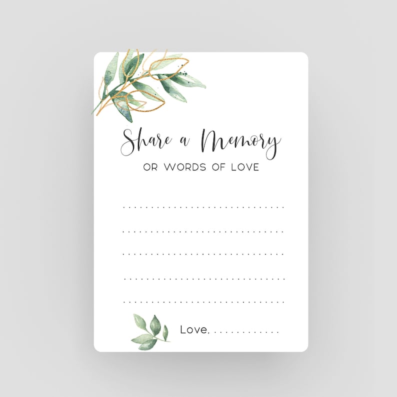 Share a Memory Cards for Celebration of Life Memorial Service - Etsy