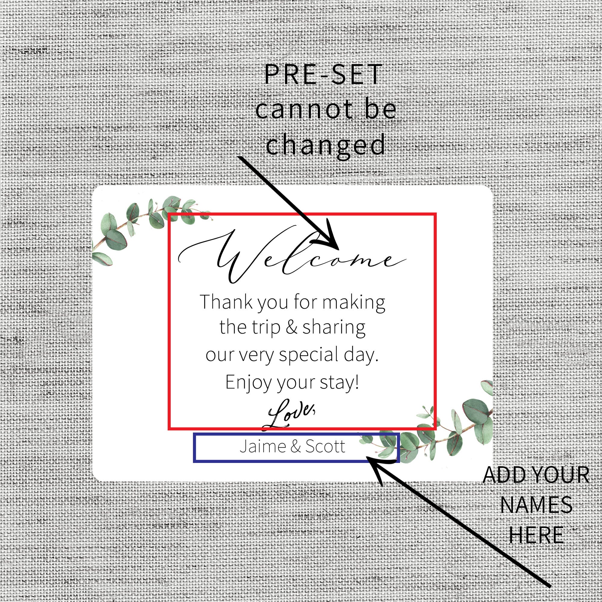 Welcome Bag Stickers Greenery Stickers for Hotel Wedding - Etsy