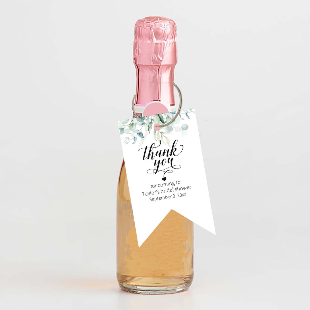 Thank You Mini Wine Bottle Tags, Baby Shower Bottle Favor Tags, Bridal ...