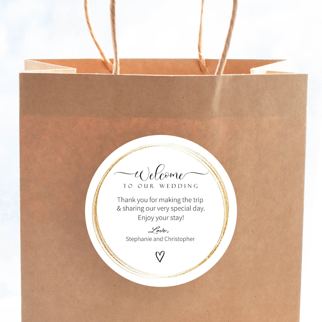 Round Welcome Bag Stickers, Wedding Guest Gift Bags Stickers, Welcome ...