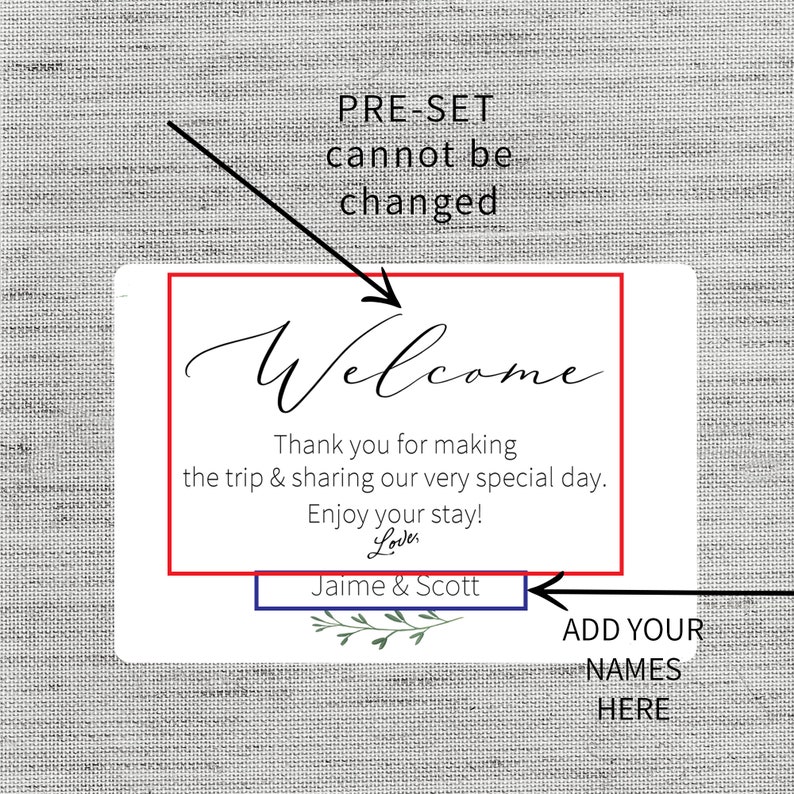 Greenery Stickers for Hotel Wedding Guest Welcome Bags, Destination ...