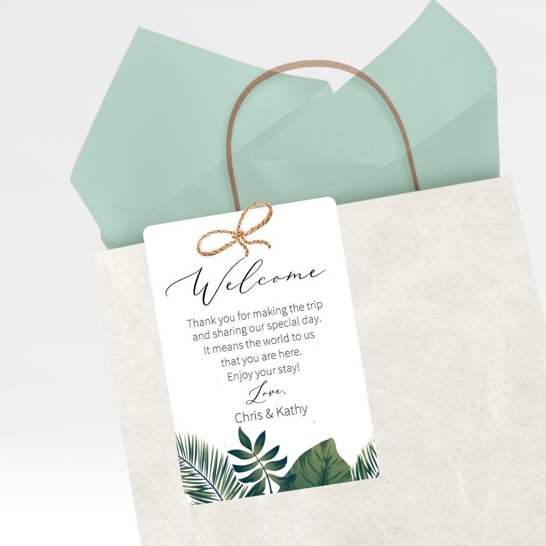 Personalized Welcome Bag Tag, Tropical Tags for Hotel Wedding Guest ...