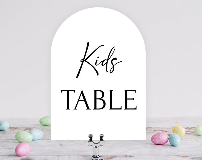 Kids Table Sign With Stand, Wedding Reception Sign for Children Table ...