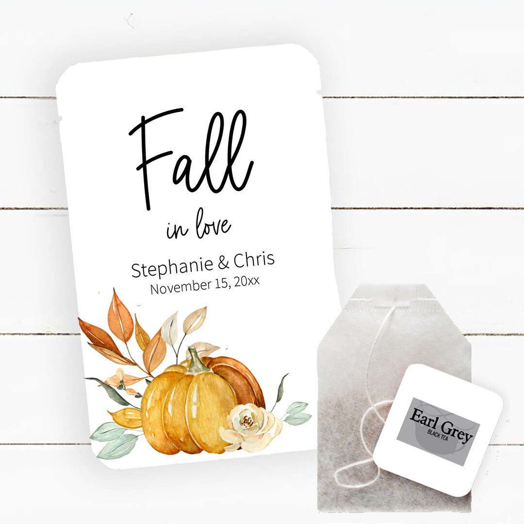 Fall in Love Tea Bag Favor, Wedding Couple Favor Tea Gift, Bridal ...