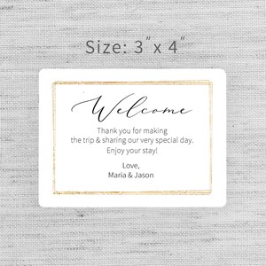 Welcome Bag Stickers, Gold Frame Stickers for Hotel Wedding Guest Gift ...