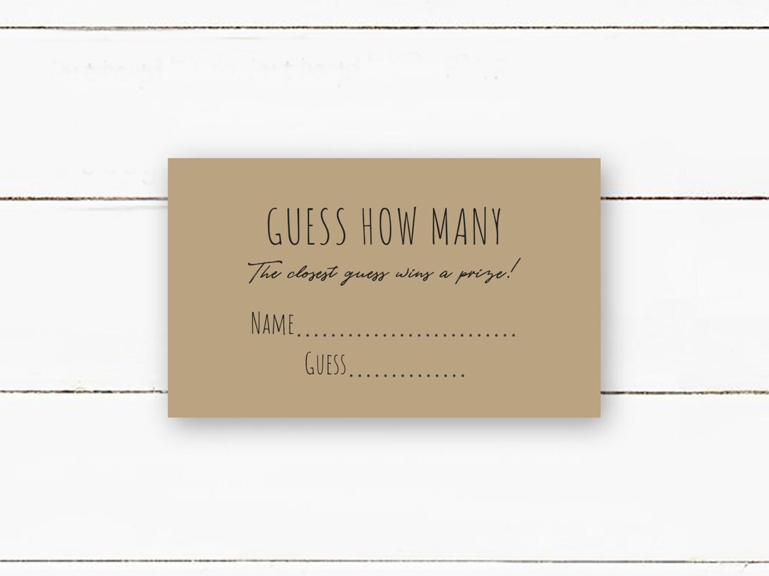 Guess How Many Cards, Win a Prize Tickets - Etsy