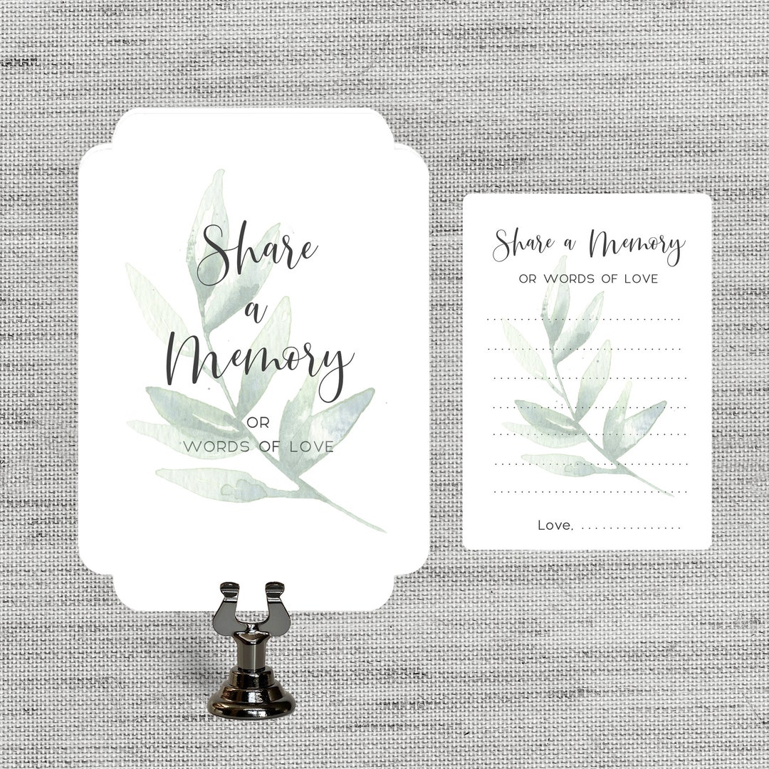 Share a Memory Cards, Sign and Stand, Celebration of Life Memorial ...