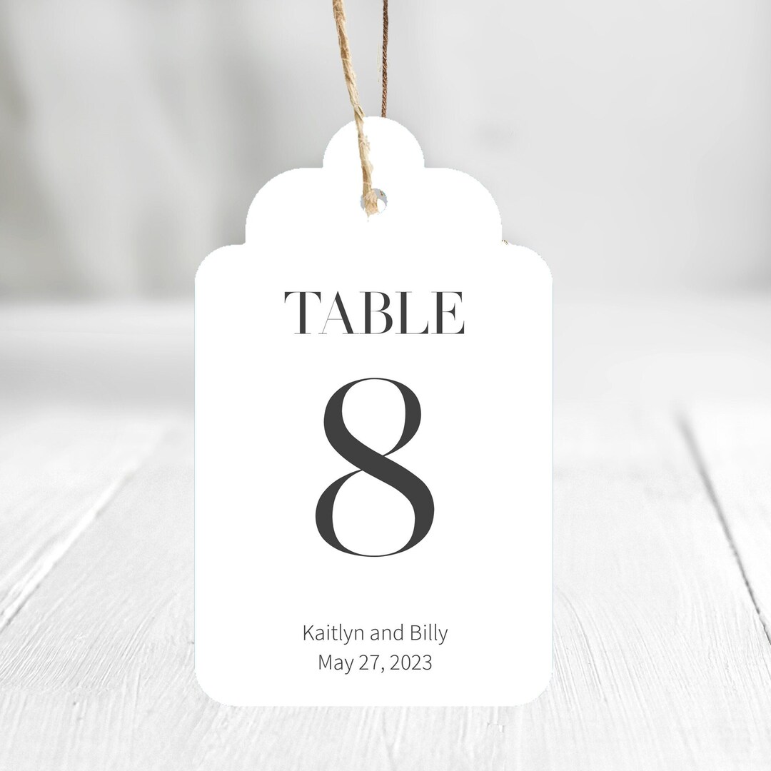 Minimalist Table Numbers Tags, Personalized Reception Table Numbers ...