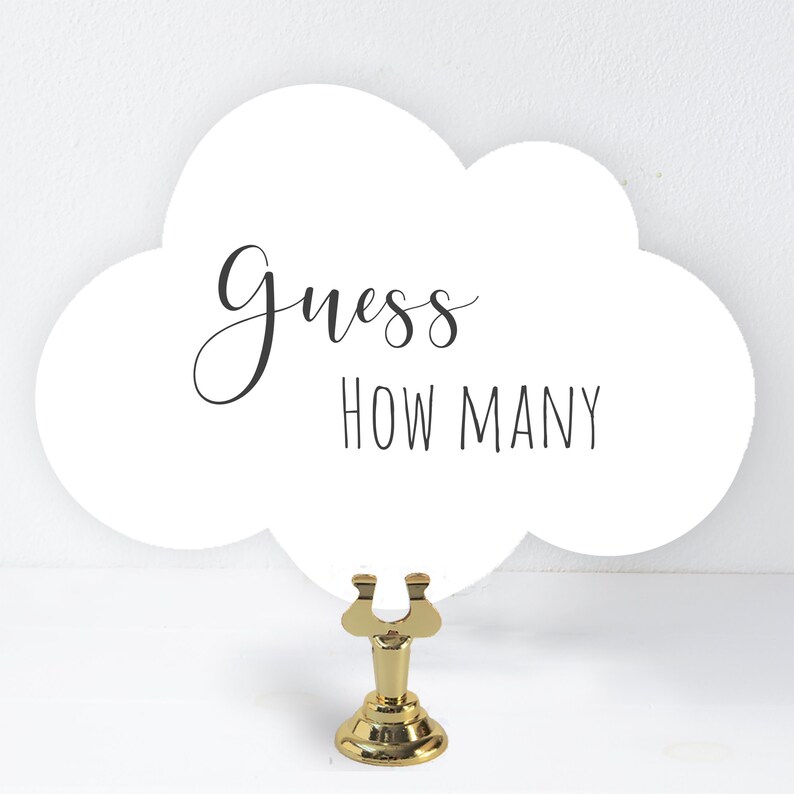 Guess How Many Sign and Sign Stand Cloud Sign for Baby Shower - Etsy