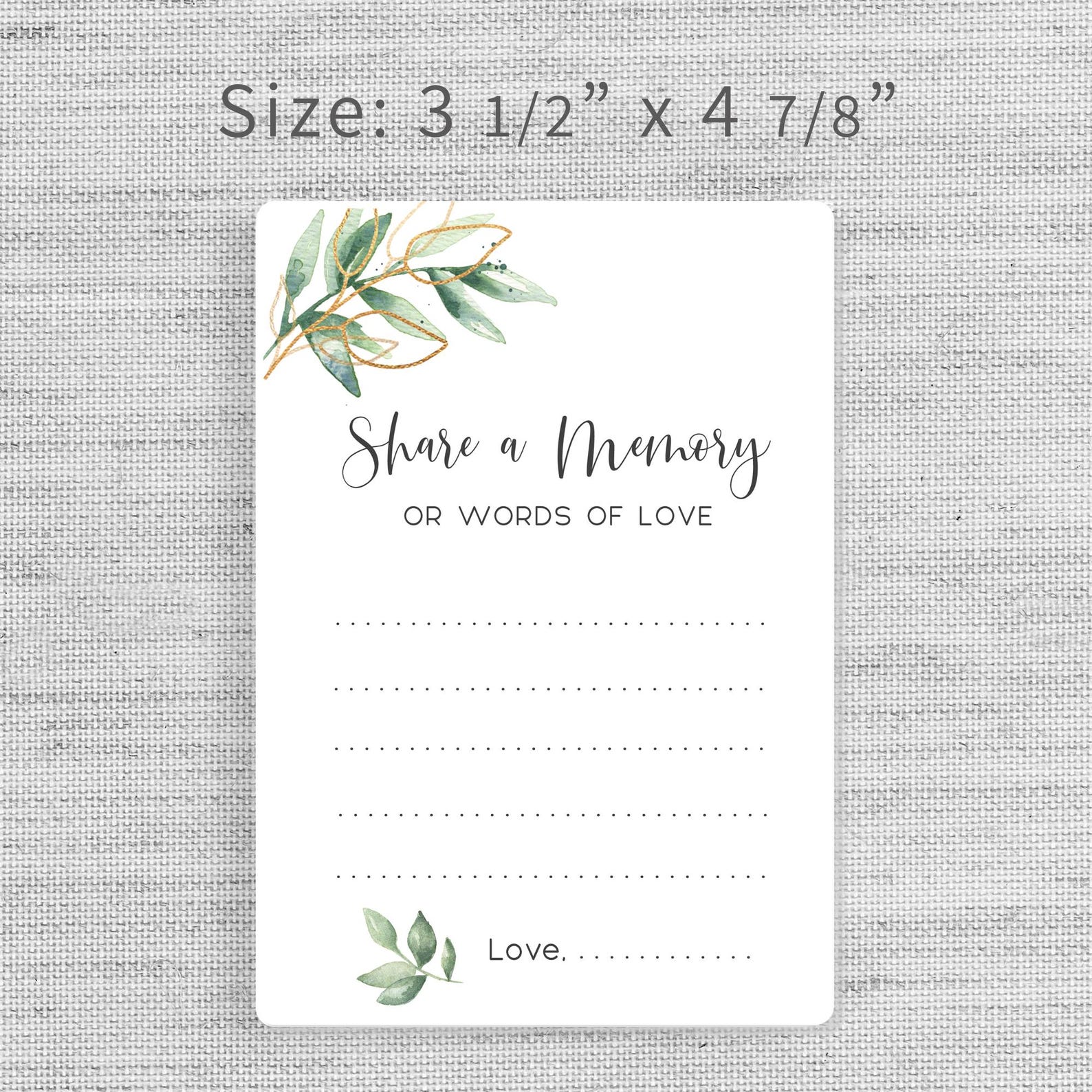 Share a Memory Cards for Celebration of Life, Memorial Service Cards ...