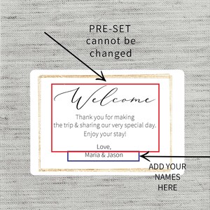 Welcome Bag Stickers, Gold Frame Stickers for Hotel Wedding Guest Gift ...