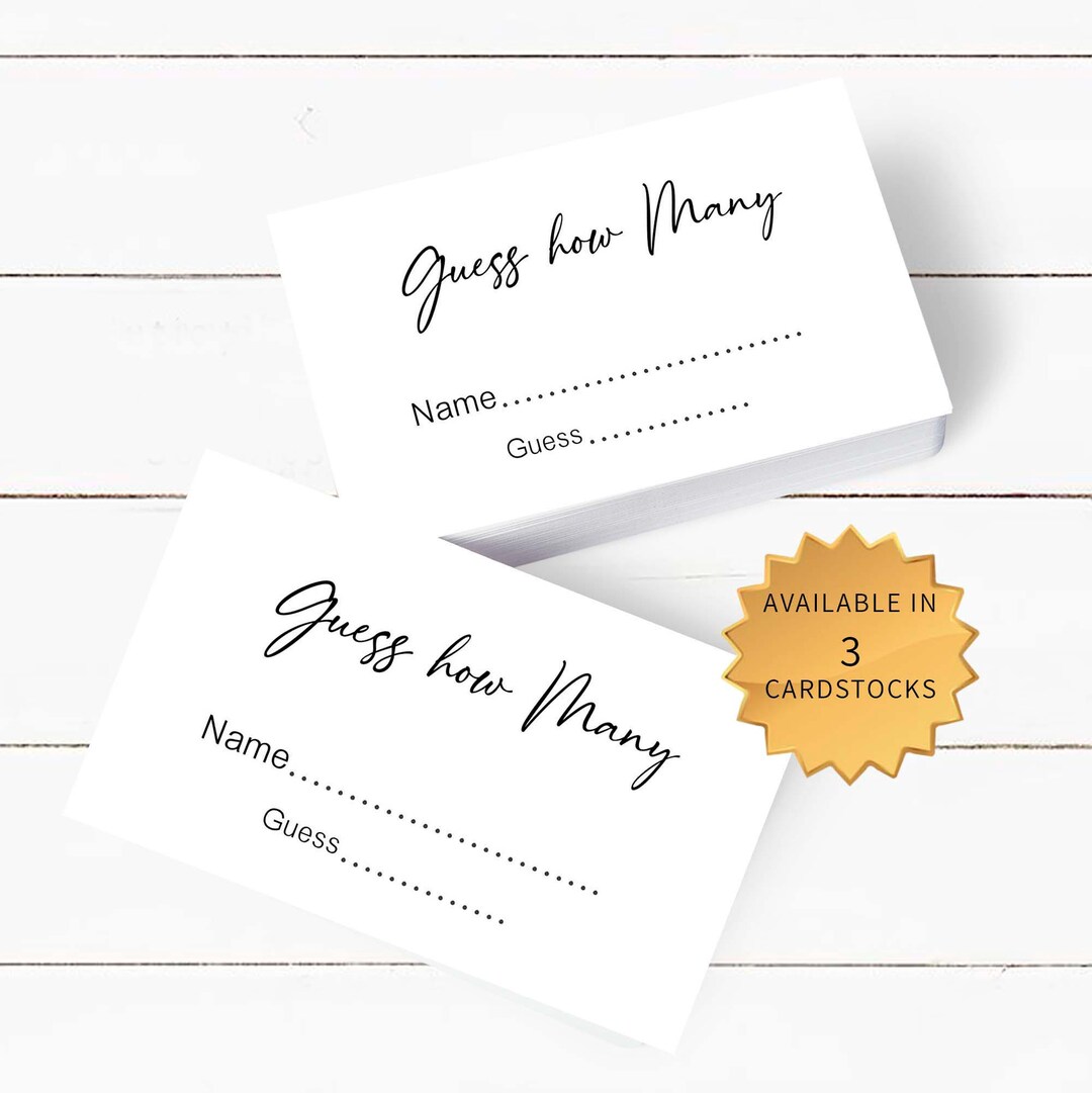 Guess How Many Cards, Guessing Game Cards, Minimalist Game Cards - Etsy