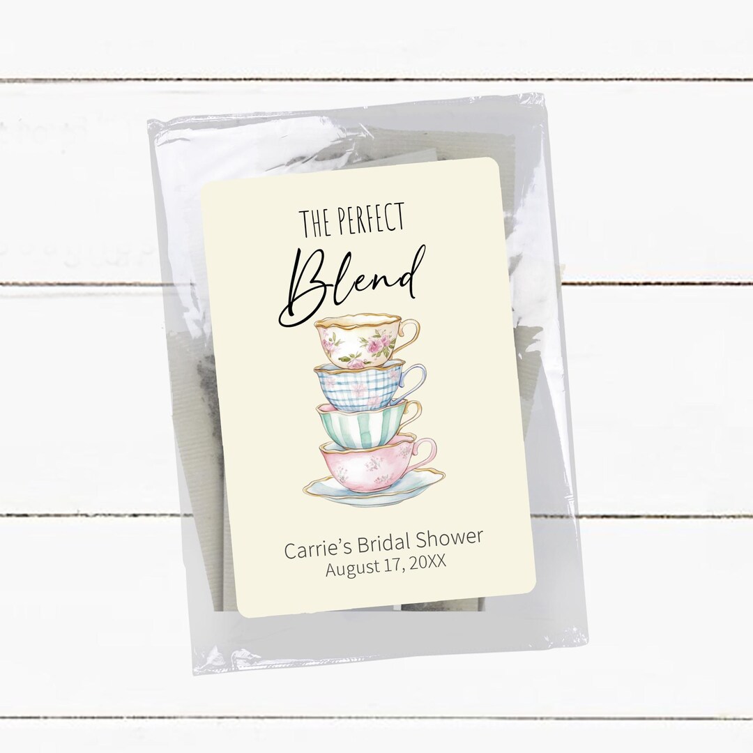 The Perfect Blend Tea Favor Stickers for Bridal Shower, Labels and Bags ...