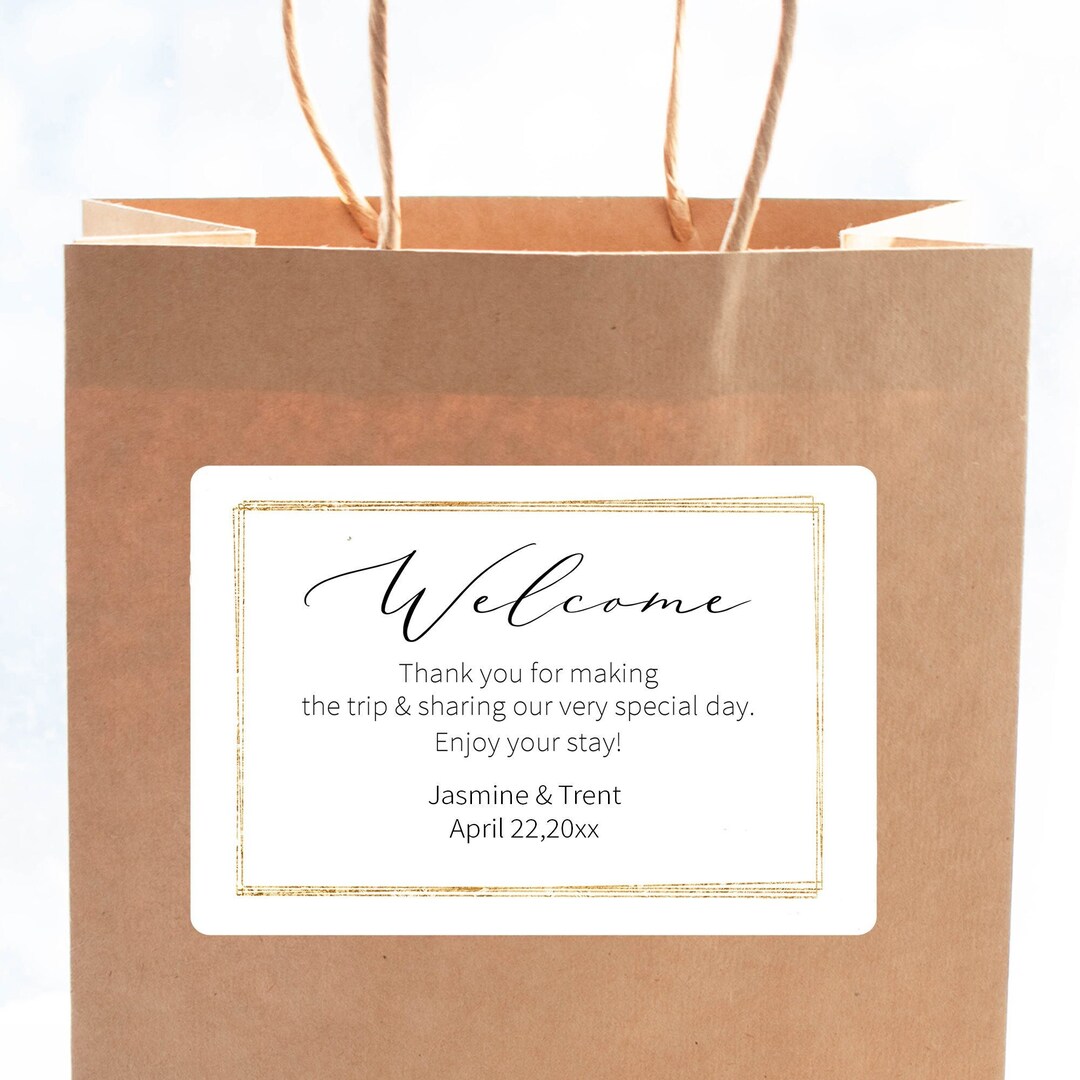 Welcome Bag Stickers Gold Frame Stickers for Hotel Wedding - Etsy