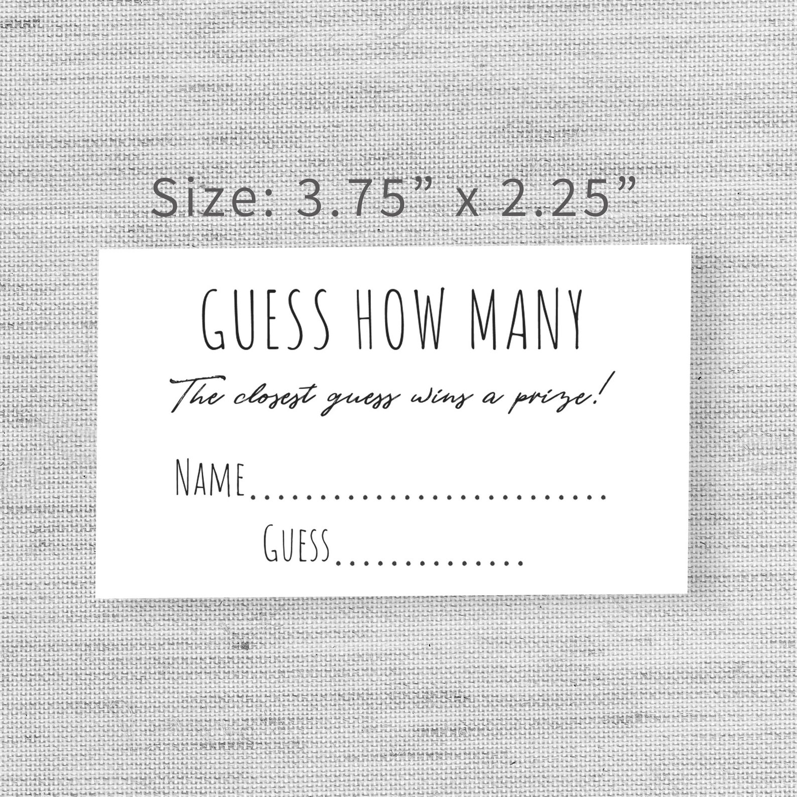 Guess How Many Cards, Win a Prize Tickets - Etsy