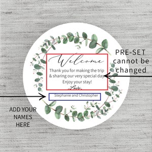 Hotel Welcome Bag Stickers, Greenery Stickers for Wedding Guest Gift ...