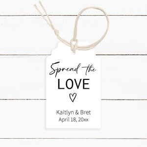 Wedding Favor Tags for Jam Jars, Personalized Spread the Love Tags for ...
