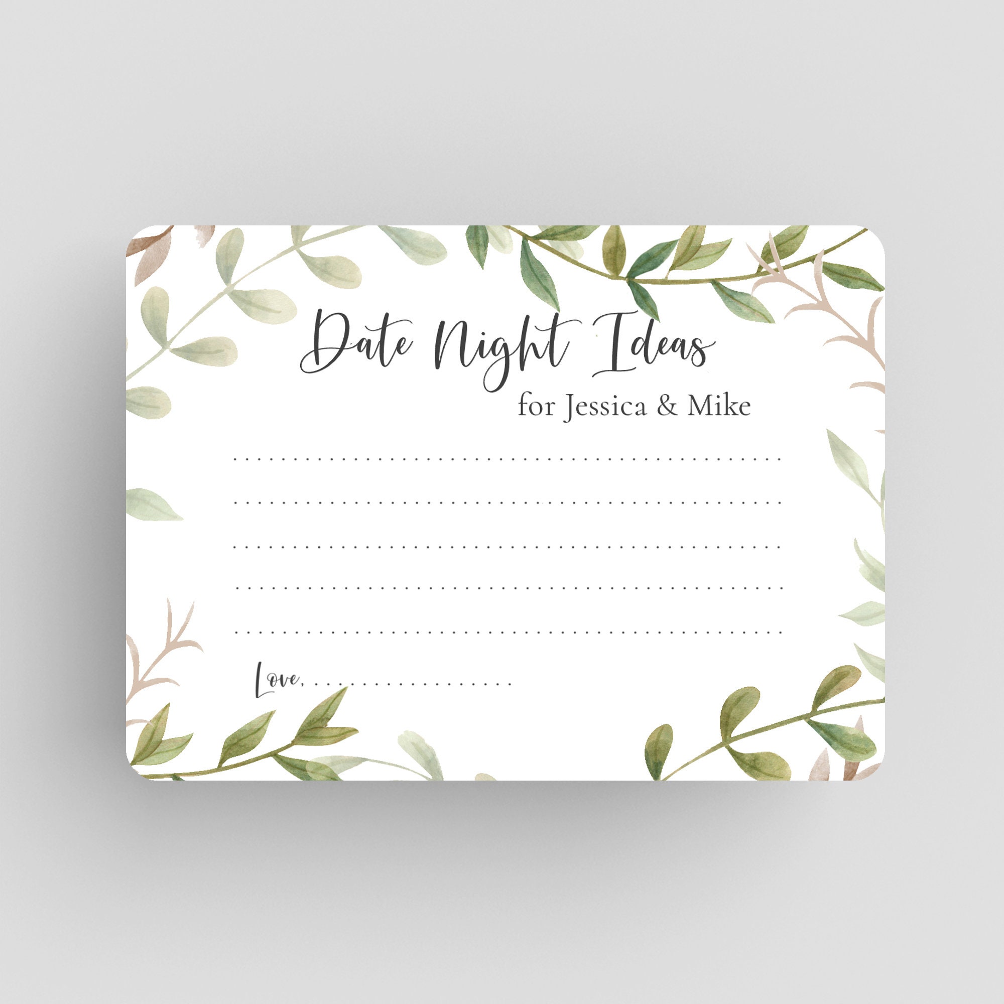 Personalized Date Night Idea Cards for the Newlyweds, Date Idea Cards ...
