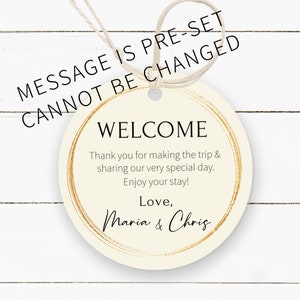 Round Welcome Tag, Newlywed Tags for Gift Gable Box - Etsy