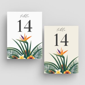 Beach Wedding Table Numbers, Bird of Paradise Double Sided Table ...
