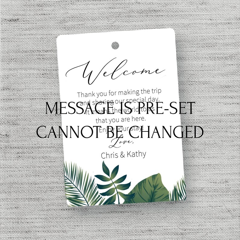 Personalized Welcome Bag Tag Tropical Tags for Hotel Wedding - Etsy