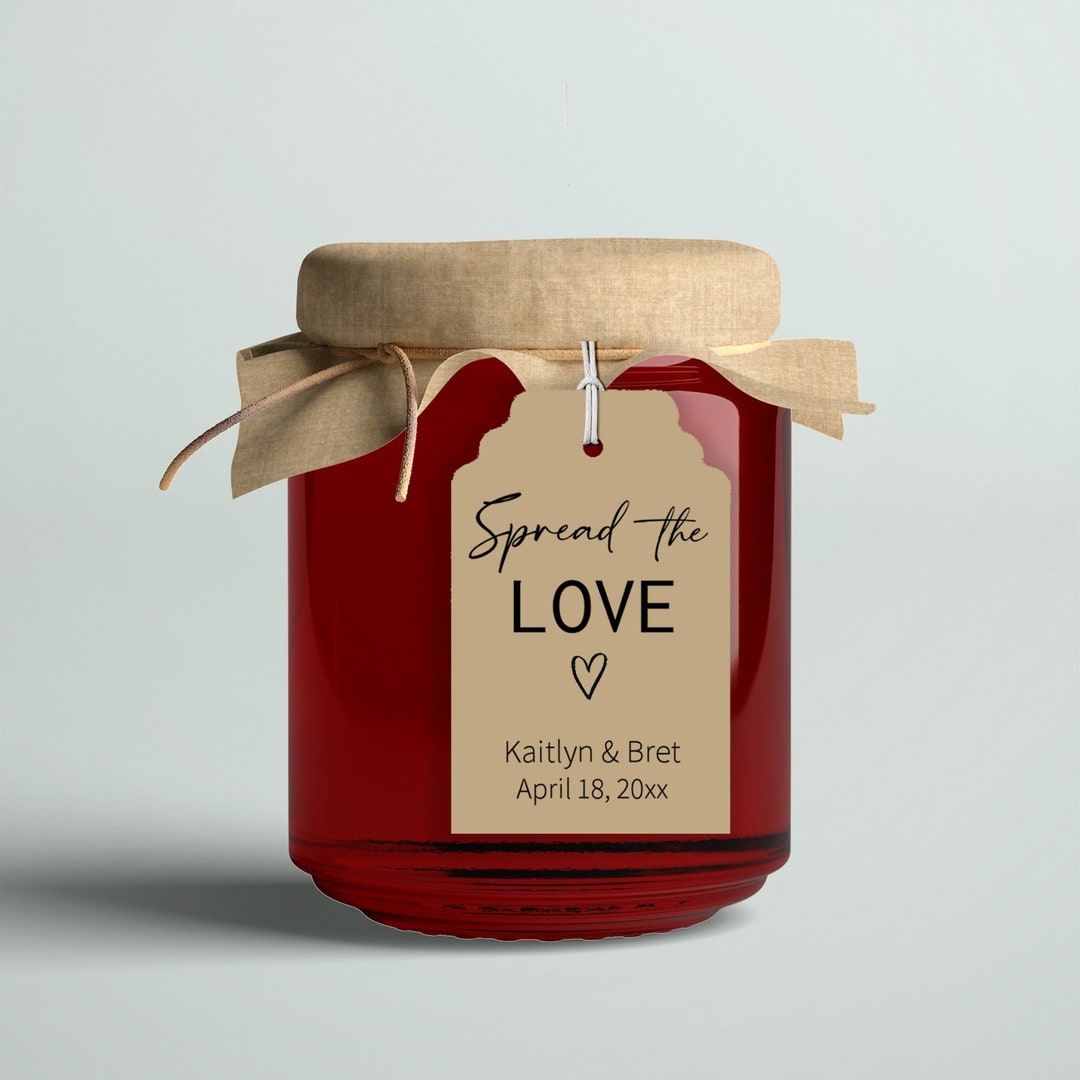 Wedding Favor Tags for Jam Jars, Personalized Spread the Love Tags for ...