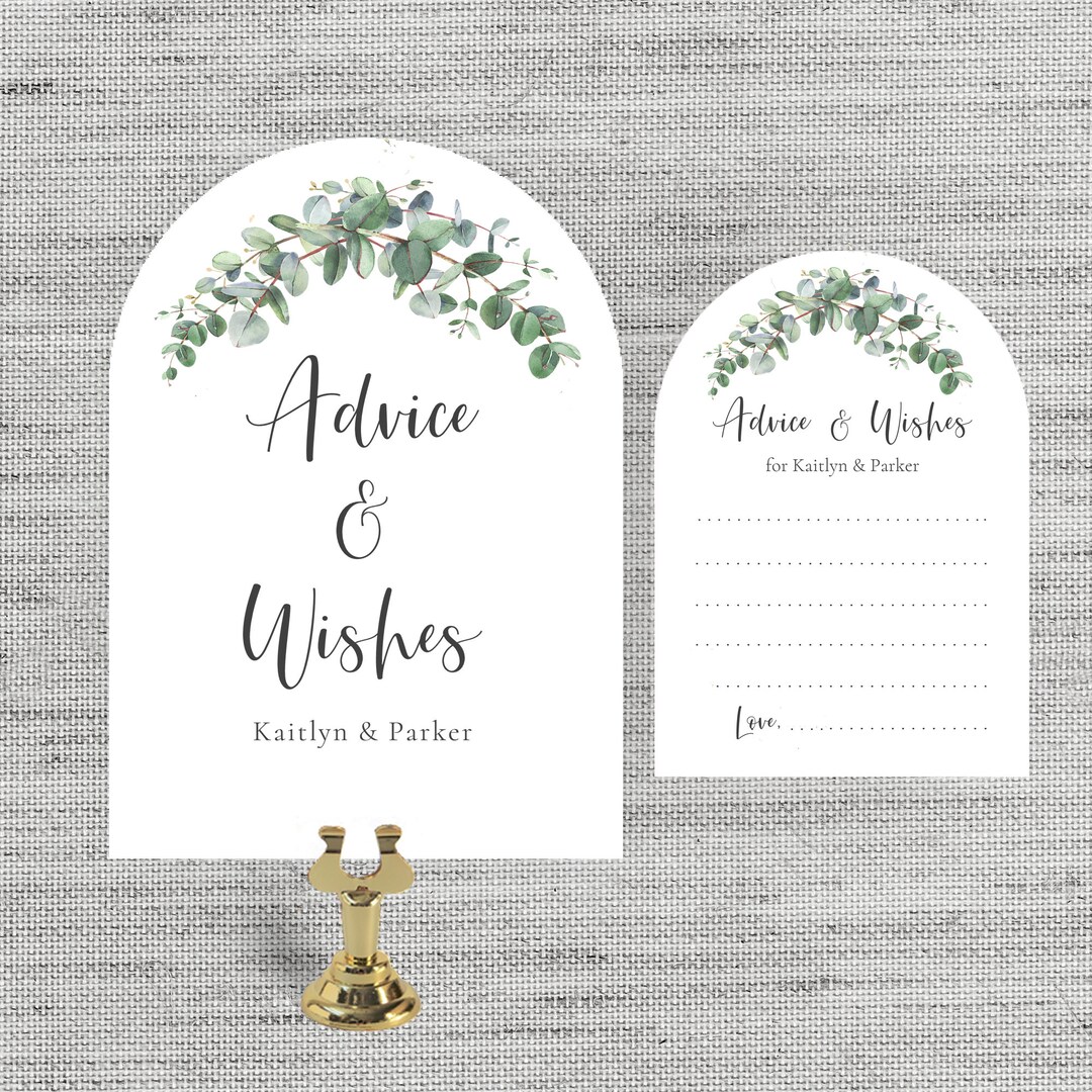 Printed Advice and Wishes Cards Sign and Sign Holder - Etsy