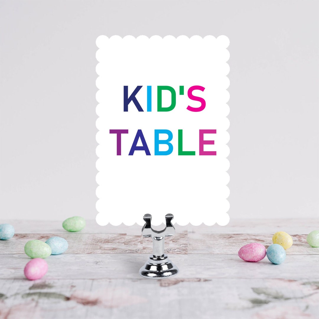 Kid's Table Sign With Stand, Wedding Reception Sign for Children Table ...