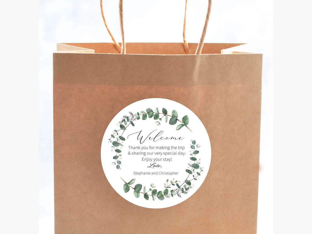 Hotel Welcome Bag Stickers, Greenery Stickers for Wedding Guest Gift ...