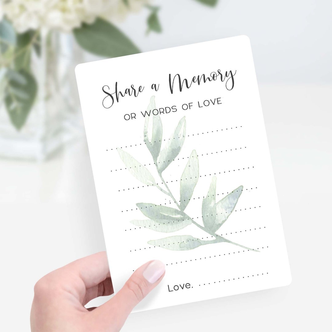 Memorial Service Cards, Share a Memory Cards for Celebration of Life ...