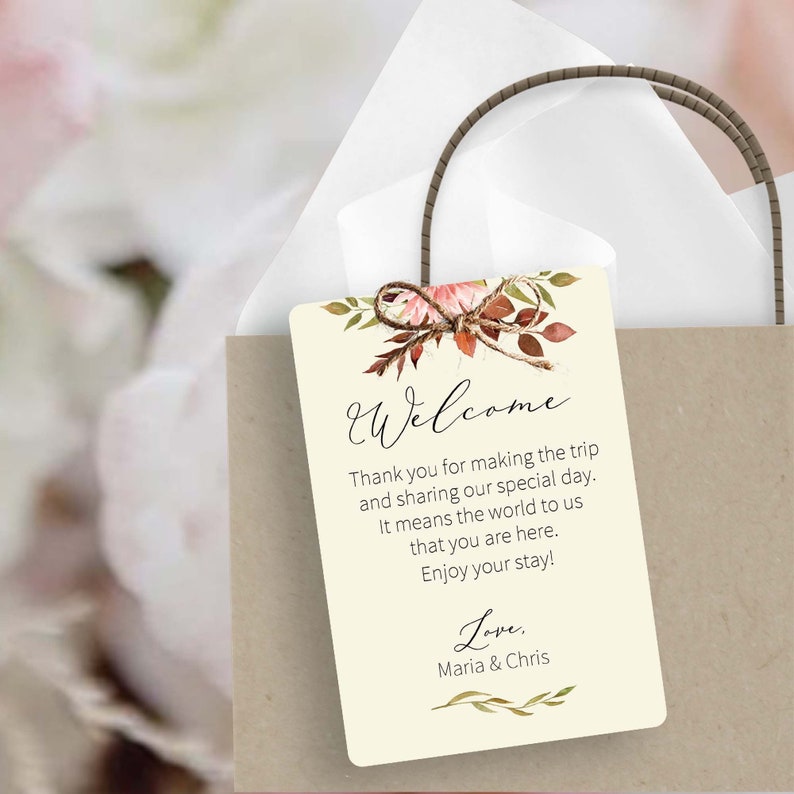Printed Hotel Welcome Bag Tags Personalized Wedding Guest - Etsy
