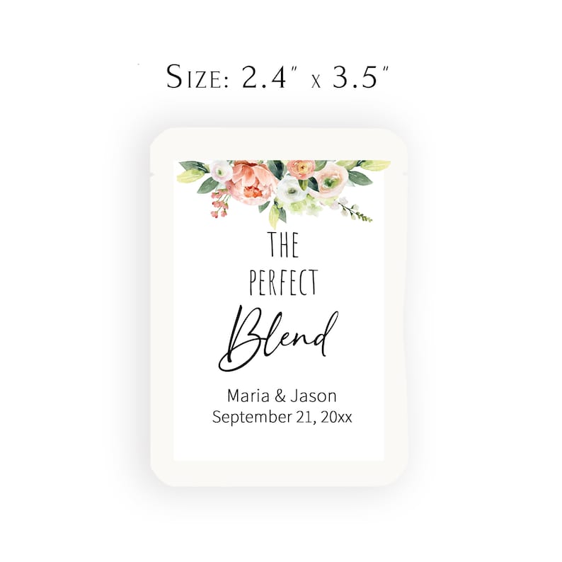 The Perfect Blend Tea Bag Favor, Floral Wedding Favor Tea Gift, Bridal ...