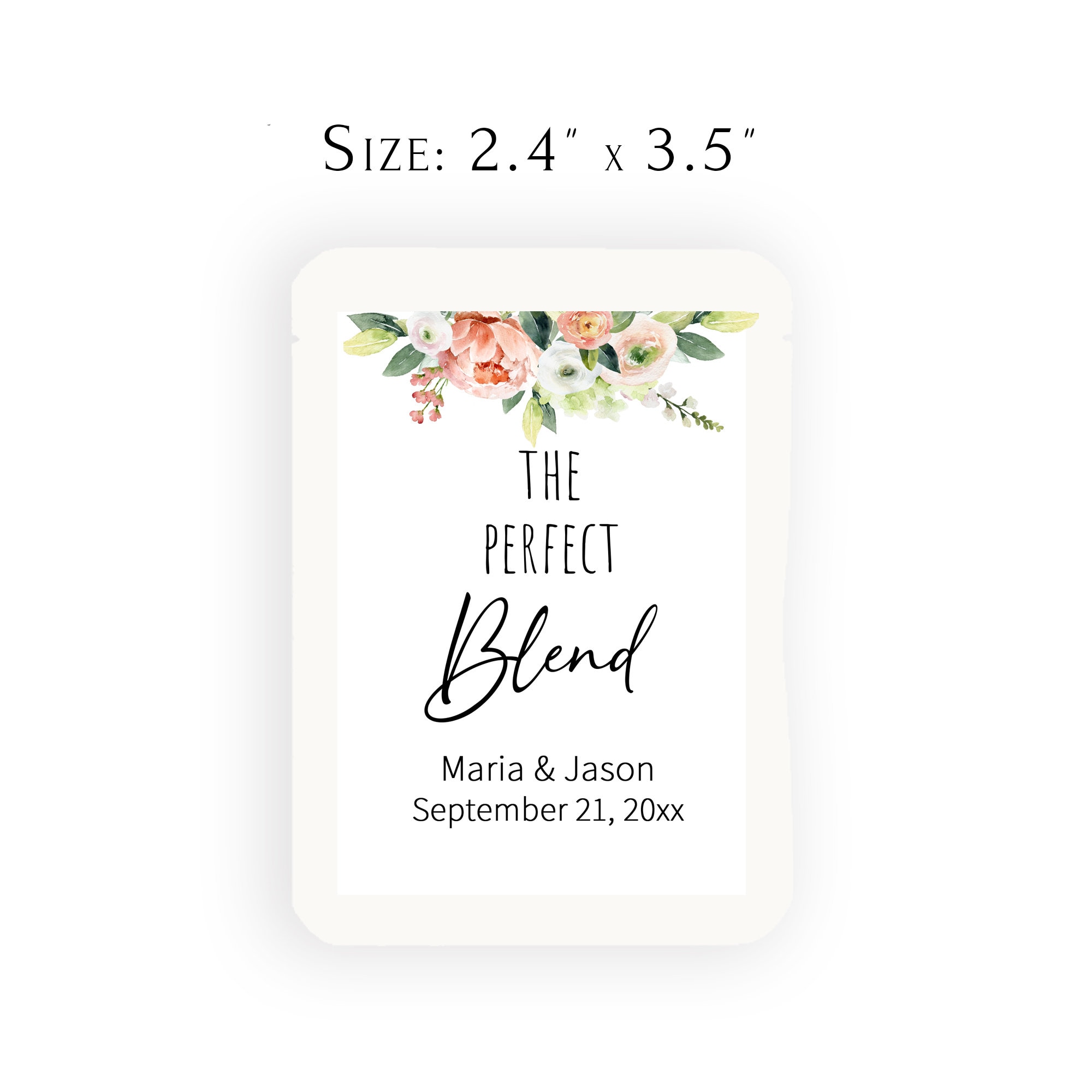 The Perfect Blend Tea Bag Favor, Floral Wedding Favor Tea Gift, Bridal ...