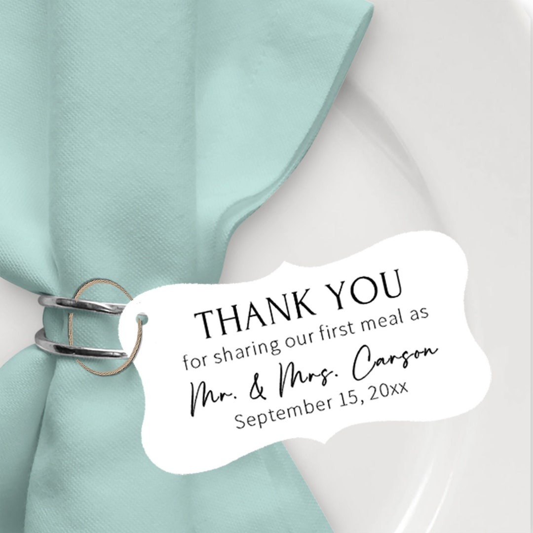 Thank You for Sharing Our First Meal Tags, Wedding Dinner Favor Tags - Etsy