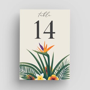 Beach Wedding Table Numbers, Bird of Paradise Double Sided Table ...