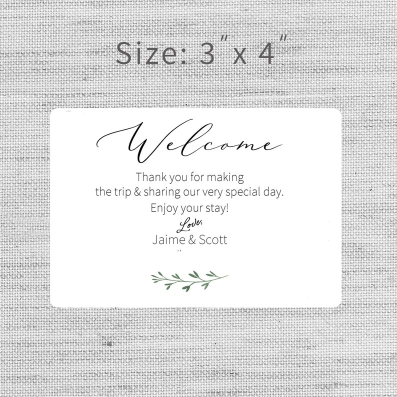 Greenery Stickers for Hotel Wedding Guest Welcome Bags, Destination ...