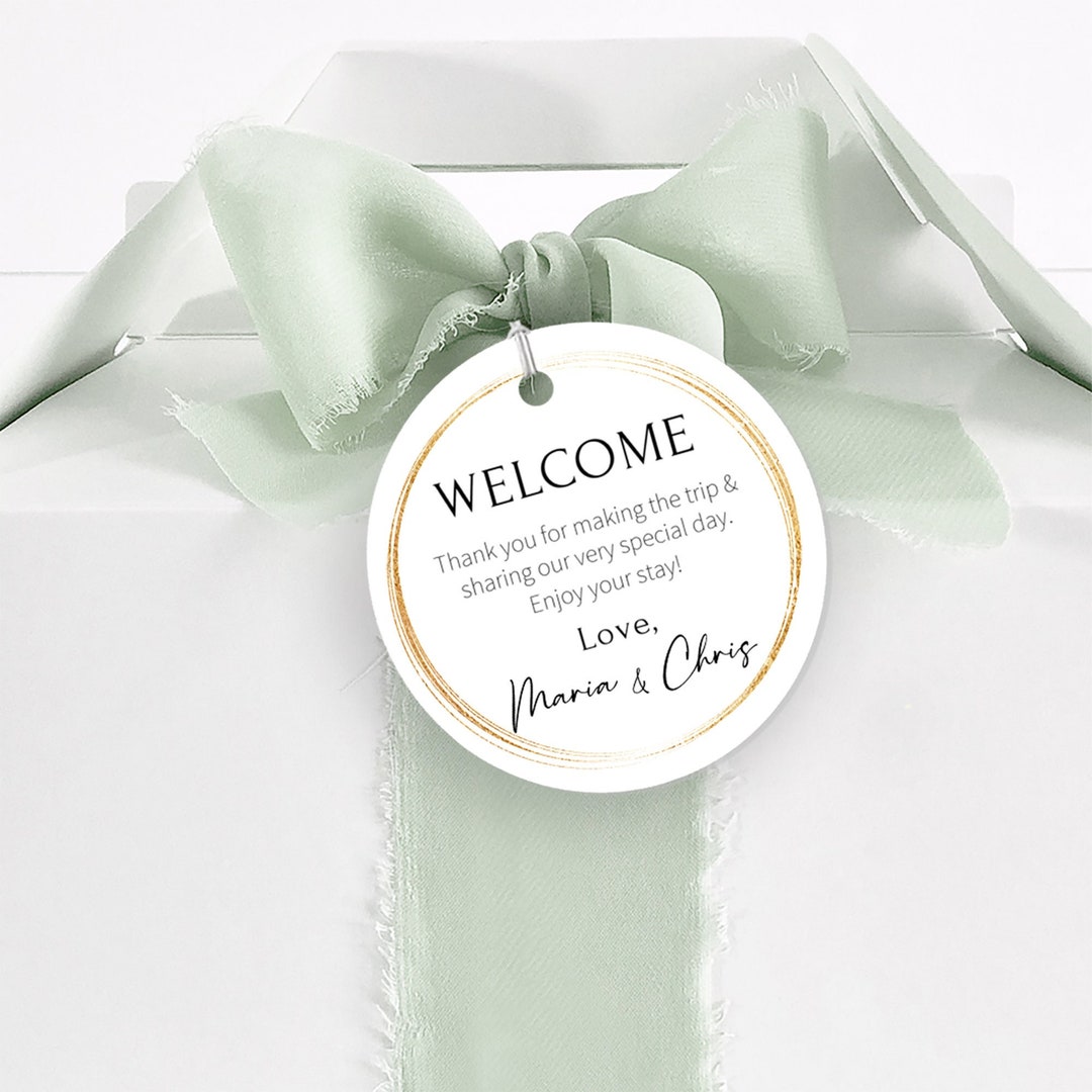 Round Welcome Tag, Newlywed Tags for Gift Gable Box - Etsy