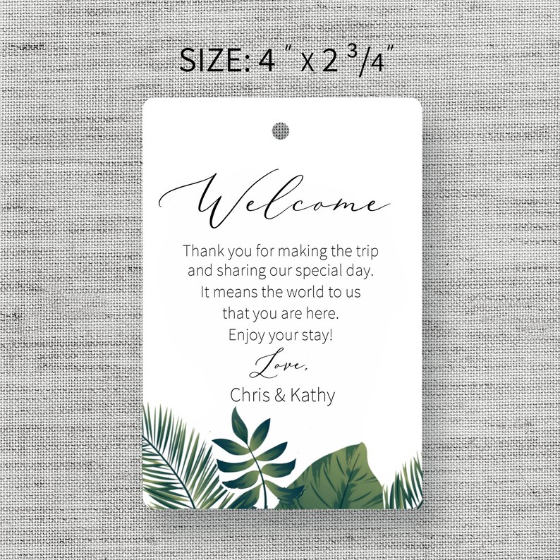 Personalized Welcome Bag Tag Tropical Tags for Hotel Wedding - Etsy