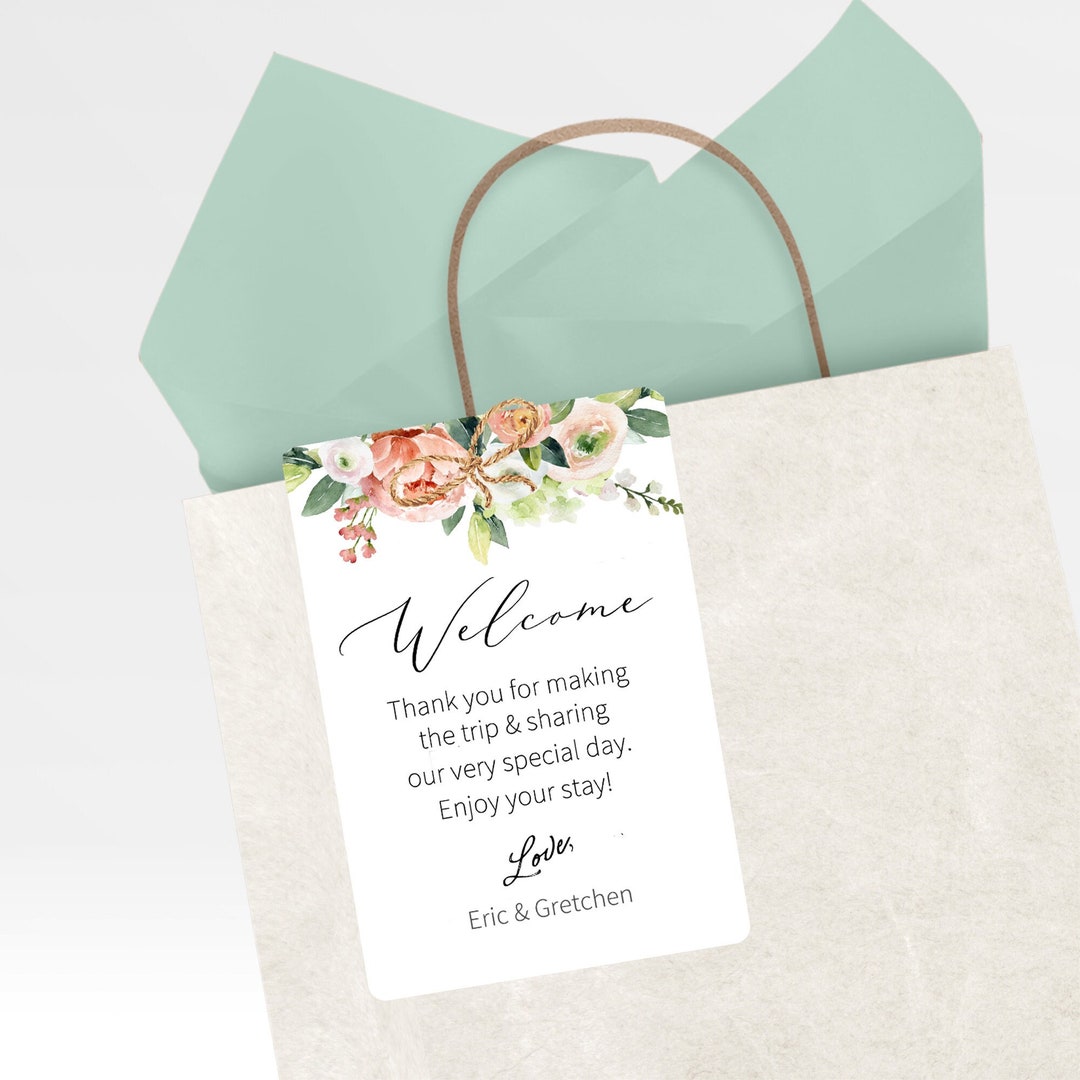 Personalized Welcome Bag Tag, Floral Tags for Hotel Wedding Guest Gift ...