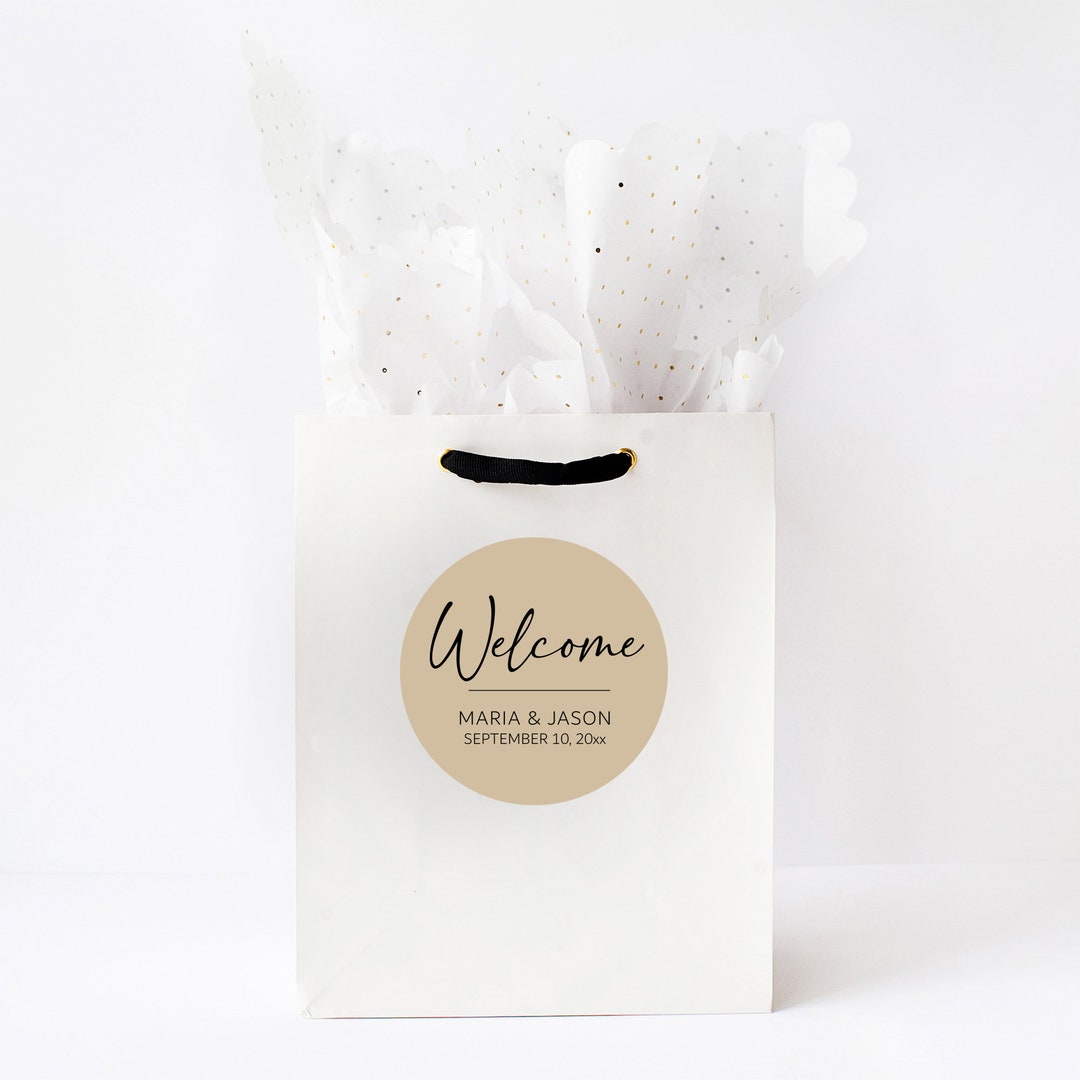 Round Welcome Bag Label, Wedding Guest Favor Box Stickers - Etsy