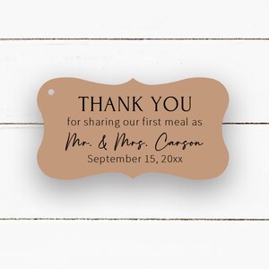 Thank You for Sharing Our First Meal Tags, Wedding Dinner Favor Tags - Etsy