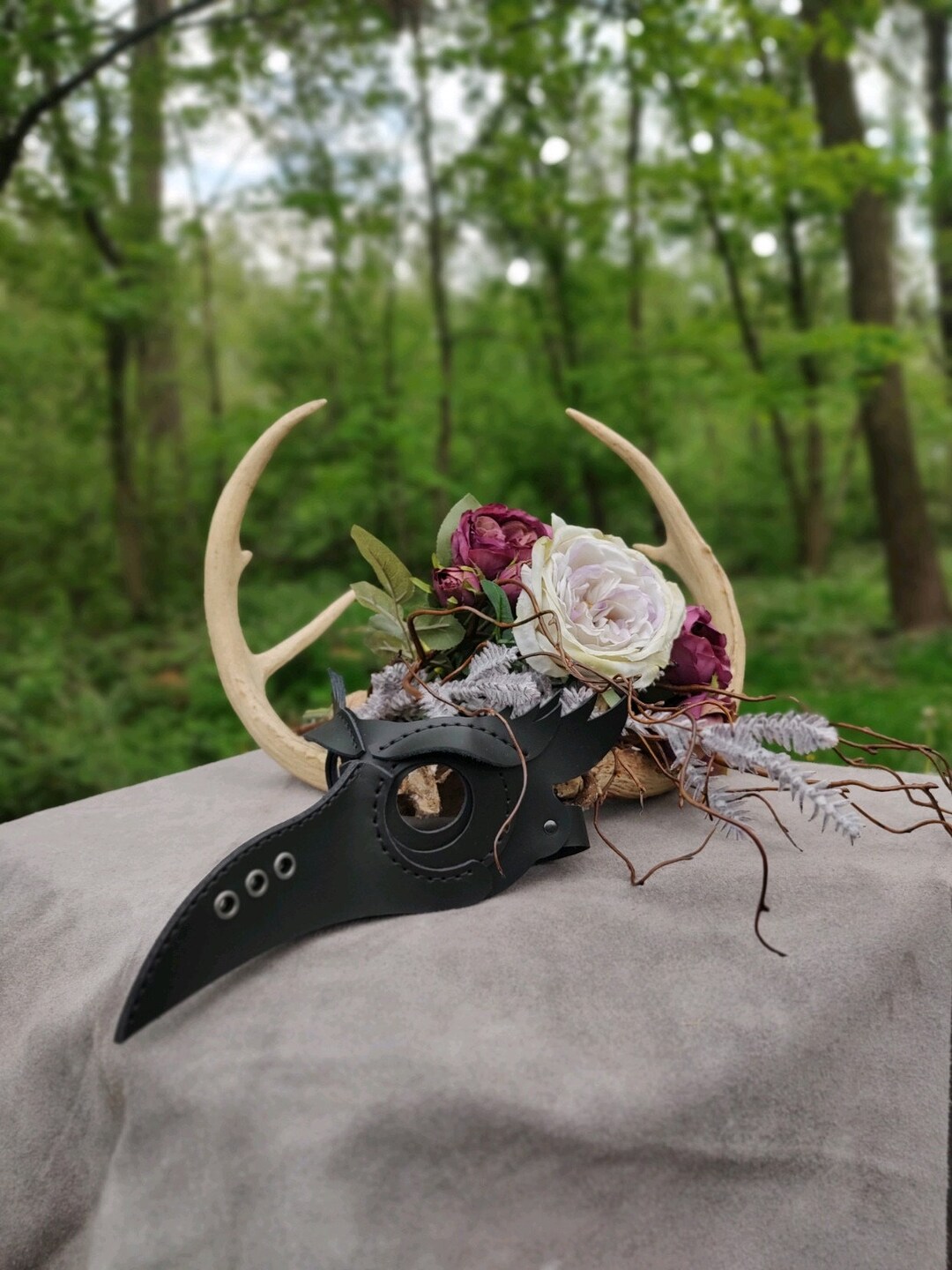 Leather Raven Mask Leather Steampunk Plague Doctor Victorian Adjustable ...