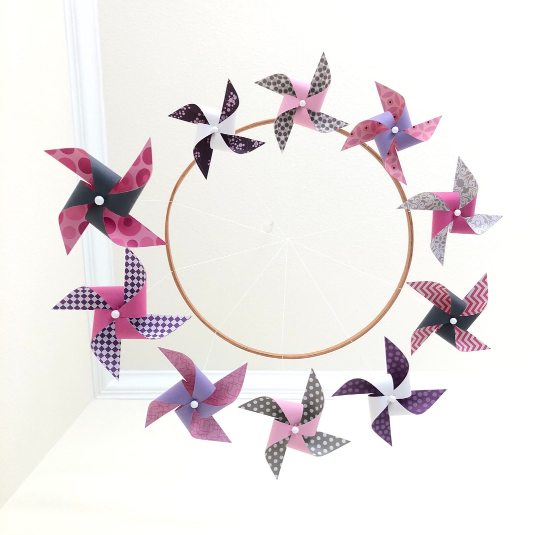 Ceiling Hung Mobile for a Baby Girl's Pink, Lavender and Gray Nursery ...