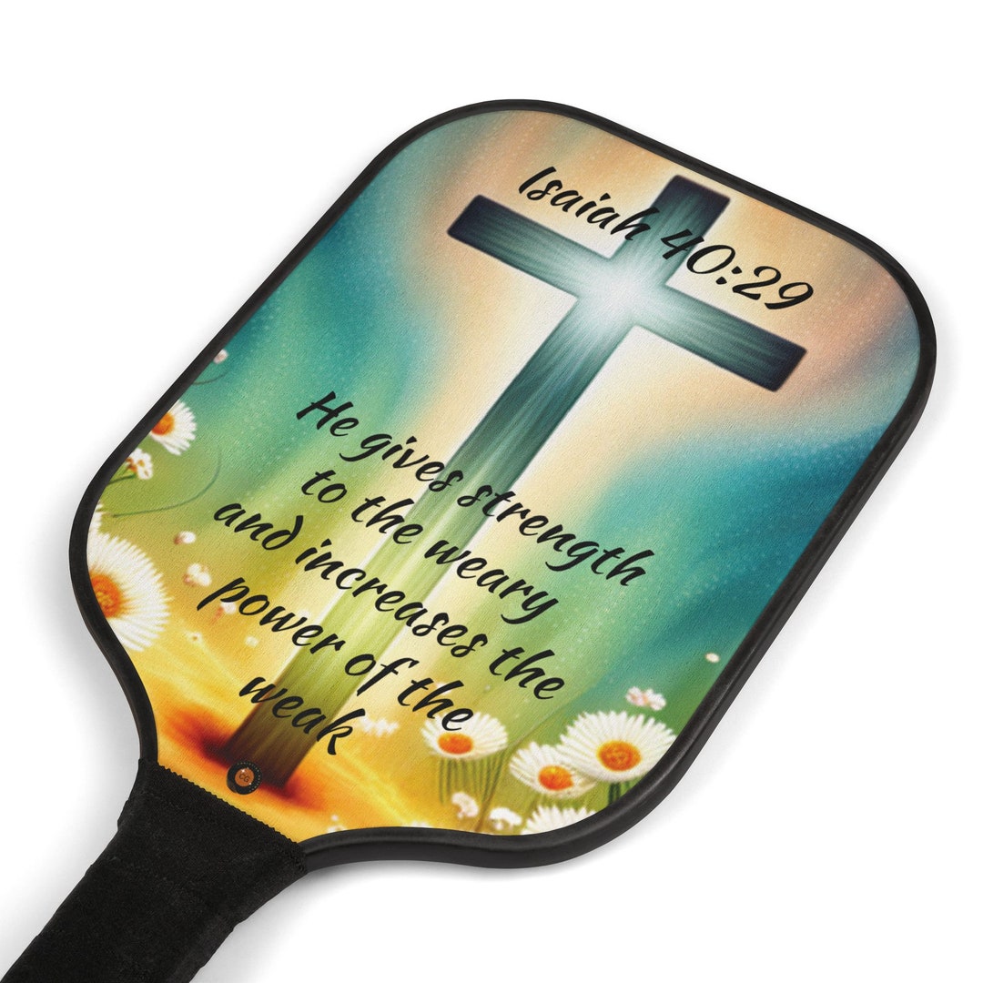 Christian Pickleball Kit With Bible Verse Isaiah 40:29.glowing Cross ...