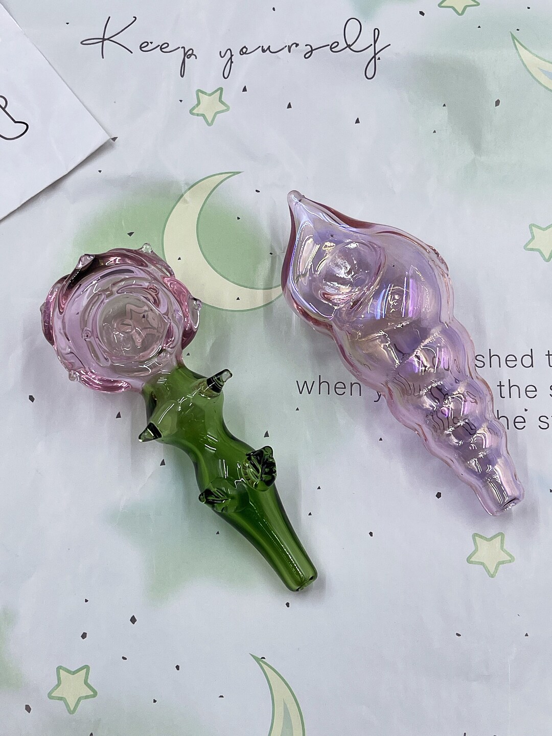 4inth Pink Transparent Glass Pipes, Shell Pipes, Glass Pipes, Handmade ...