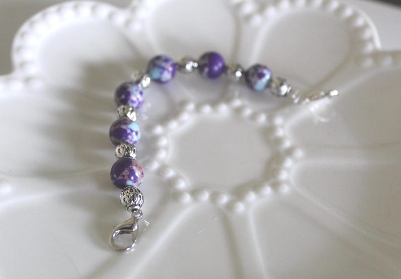 Sea Sediment Jasper Medical Alert Bracelet: Stretchy Silver Plated ...