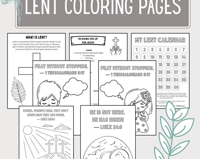 Lent Coloring Packet for Kids | 15-page Christian Printable | Scripture ...