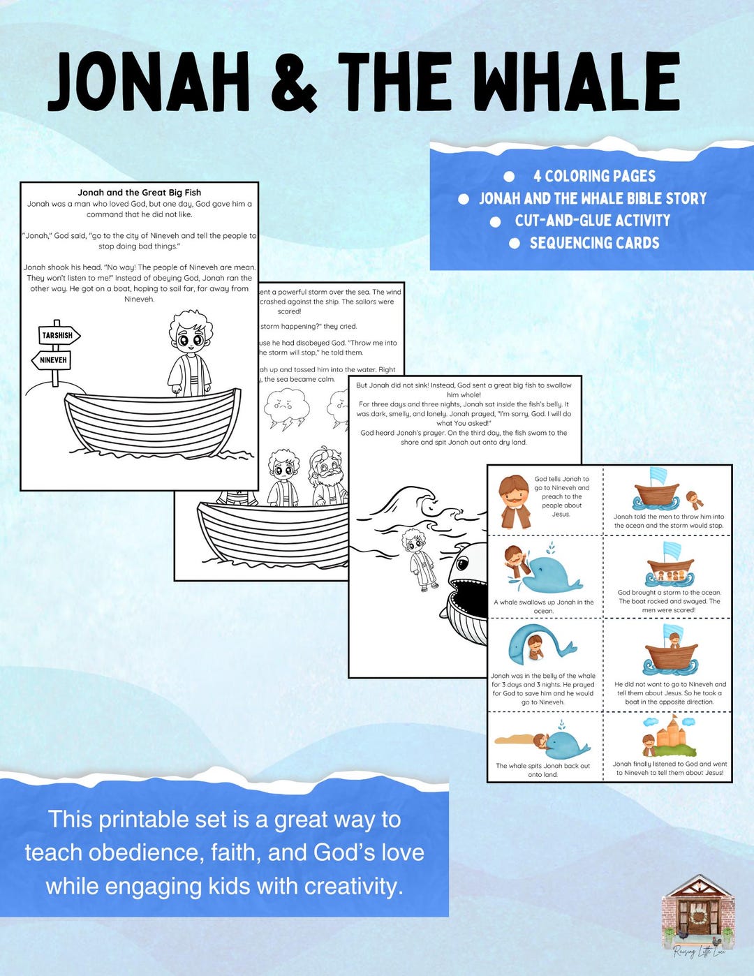 Jonah and the Whale Activity Pack | Bible Story Coloring Pages, Cut-and ...