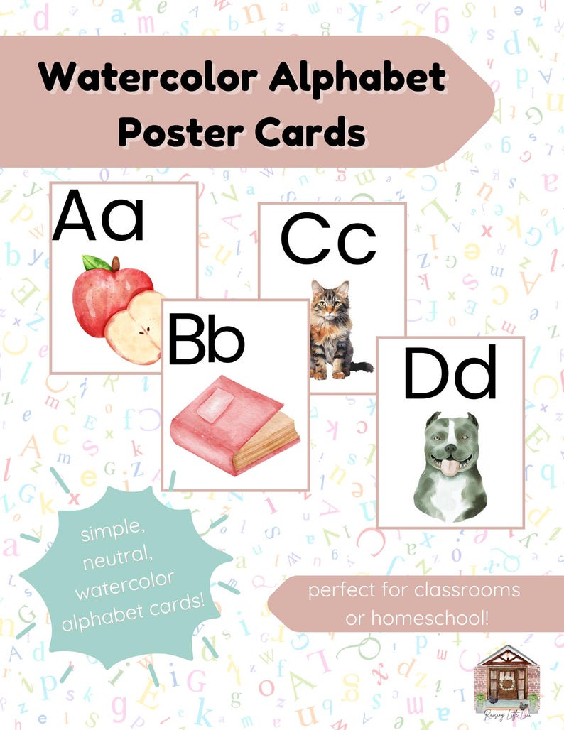 Watercolor Alphabet Poster Cards - Etsy
