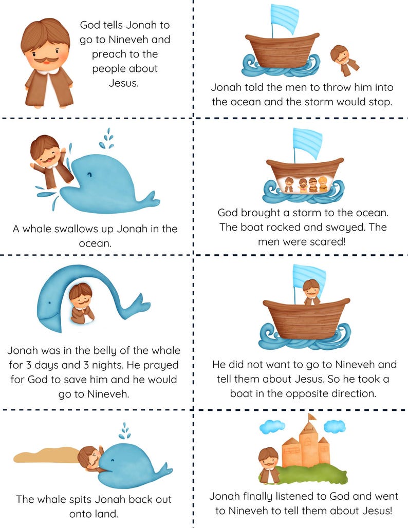 Jonah and the Whale Activity Pack | Bible Story Coloring Pages, Cut-and ...